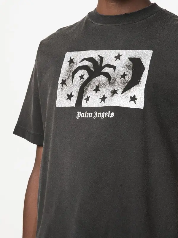 Palm Angels Graphic-print Crew-neck T-shirt - Black