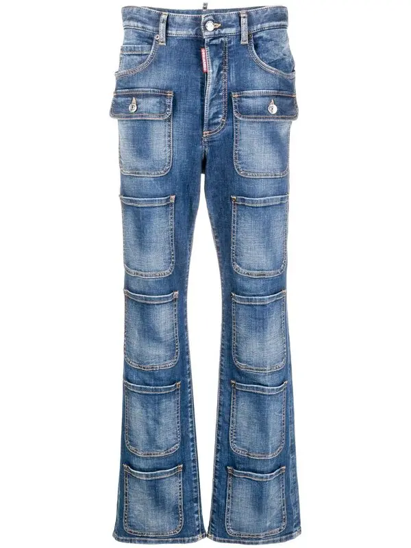Dsquared2 Multi-pocket High-waisted Wide Leg Jeans