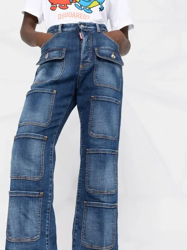 Dsquared2 Multi-pocket High-waisted Wide Leg Jeans