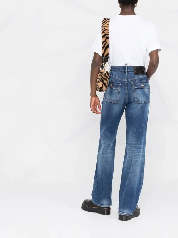 Dsquared2 Multi-pocket High-waisted Wide Leg Jeans