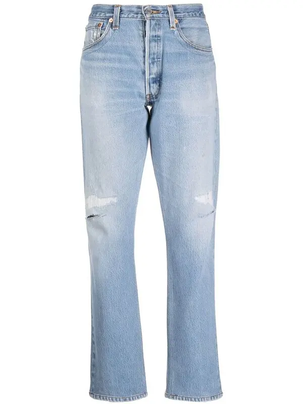 RE/DONE Distressed Straight-leg Jeans