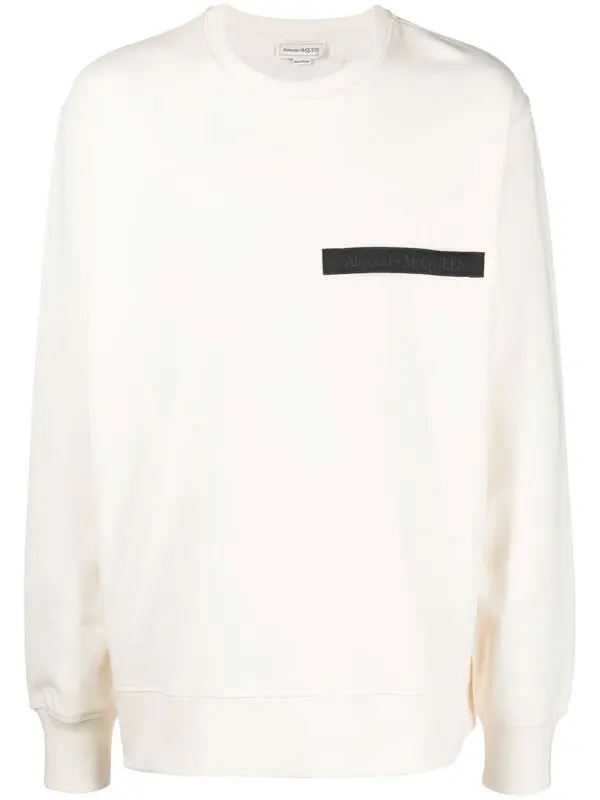 Alexander McQueen Selvedge Logo-tape Sweatshirt - Neutrals