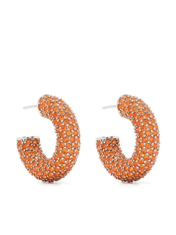 Amina Muaddi Crystal-embellished Hoop Earrings - Orange