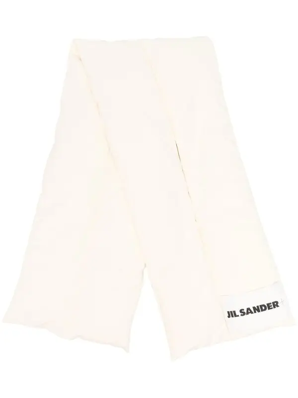 JIL SANDER Logo-print Padded Down Scarf - Neutrals