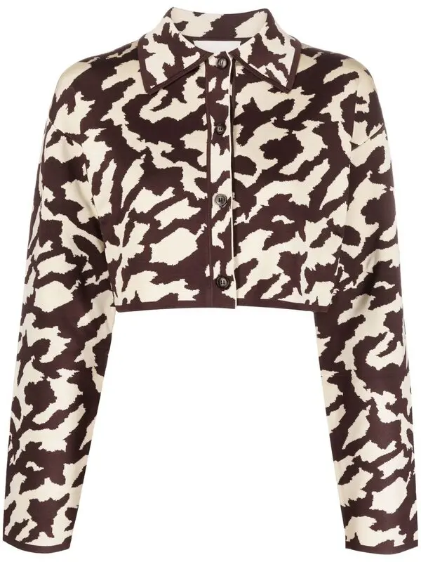 Nanushka Animal-print Cropped Jacket - Neutrals