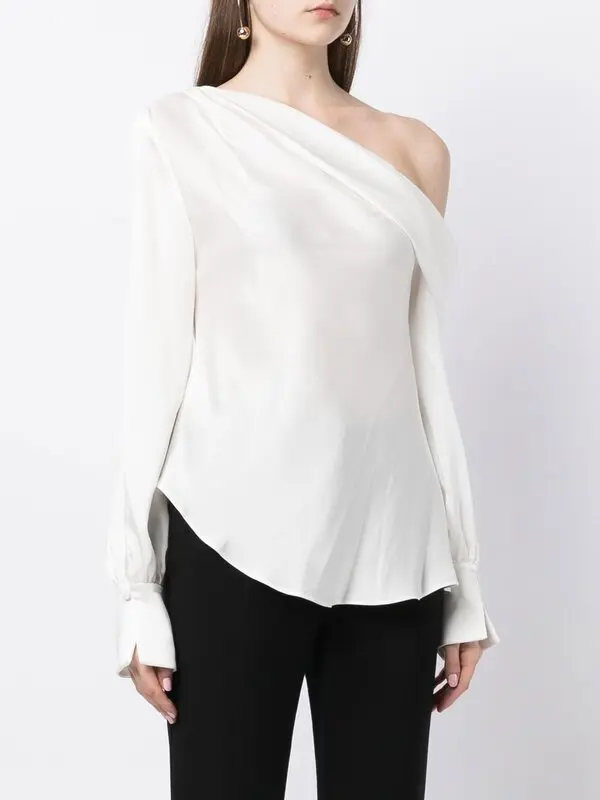 Simkhai Alice Satin-finish One-shoulder Blouse - White