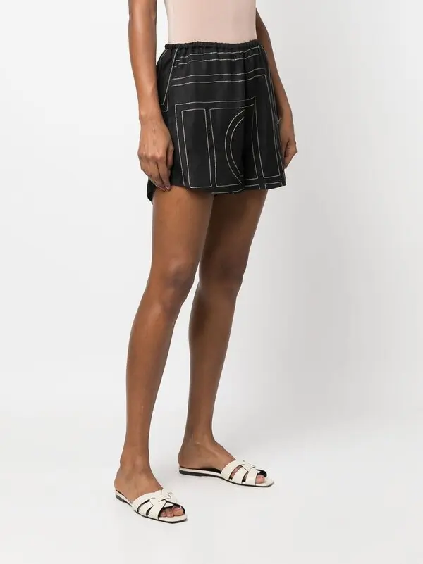 TOTEME Geometric-print Silk Shorts - Black