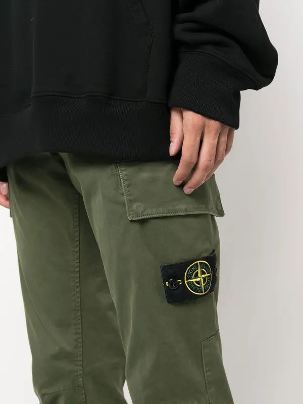 Stone Island Compass-patch Cargo Trousers - Green