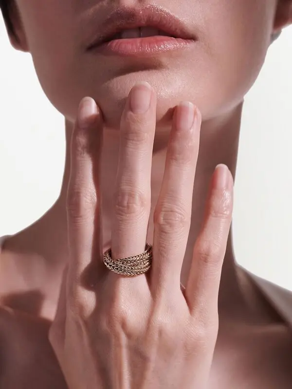 John Hardy 14kt Yellow Kami Chain Crossover Ring