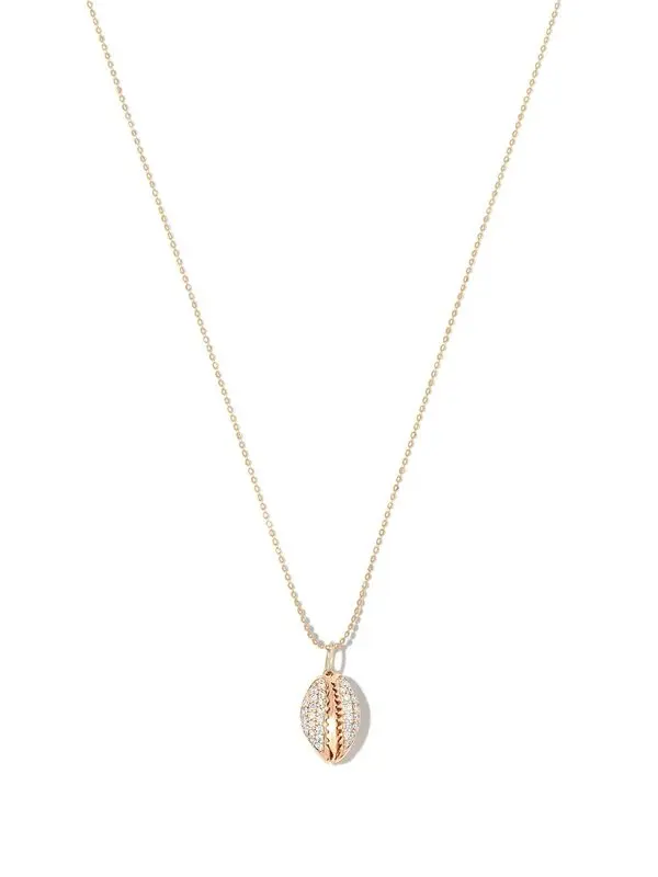 SYDNEY EVAN 14kt Yellow Diamond Cowrie Shell Pendant Necklace - Gold
