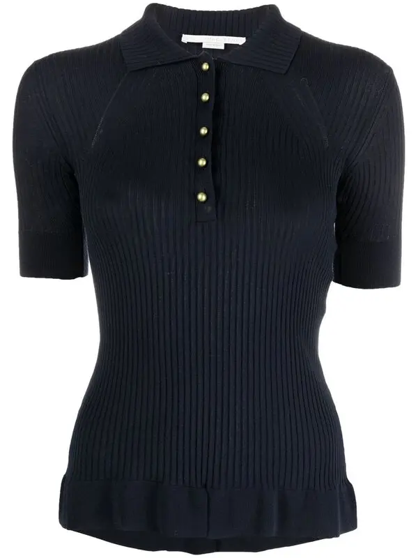 Stella McCartney Ribbed-knit Polo Top