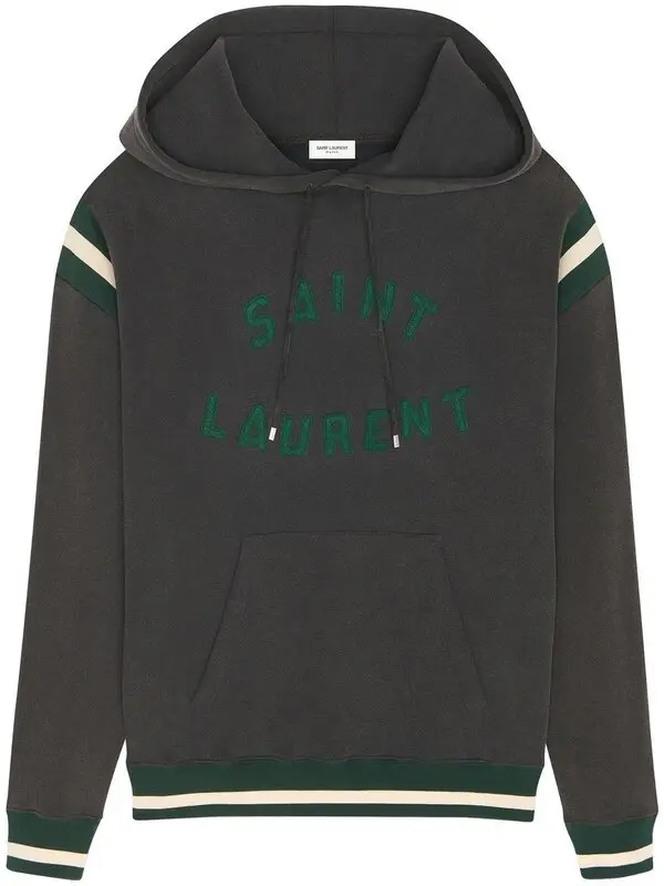 Saint Laurent Logo-patch Cotton Hoodie - Black
