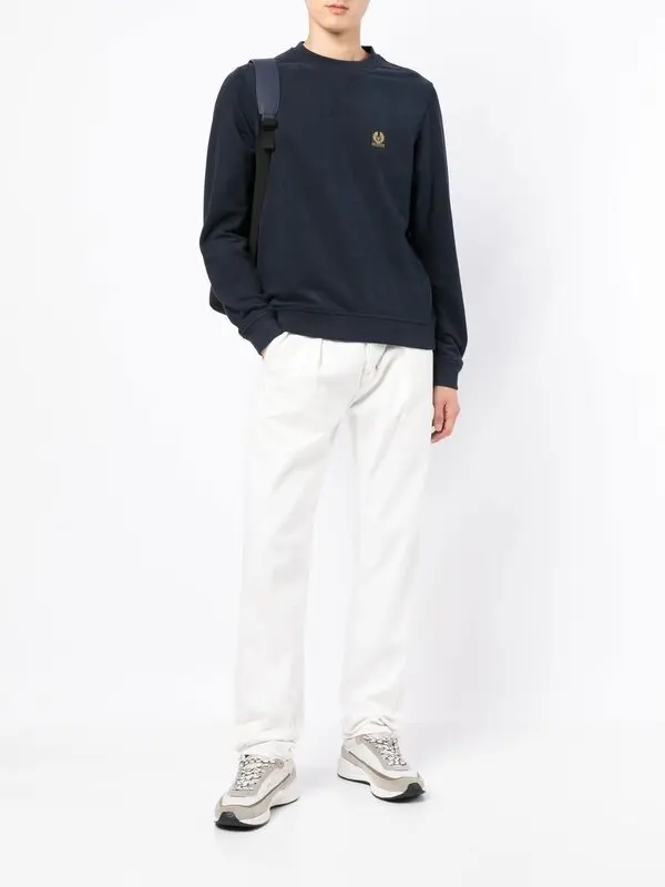 Belstaff Logo-patch Cotton Sweatshirt - Blue