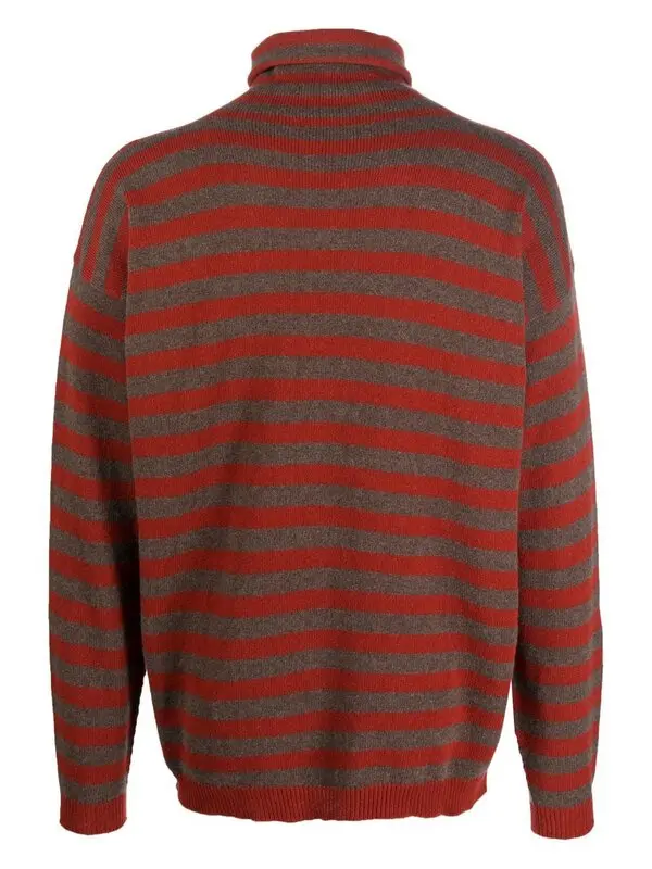 LARDINI Striped Roll Neck Sweater - Red