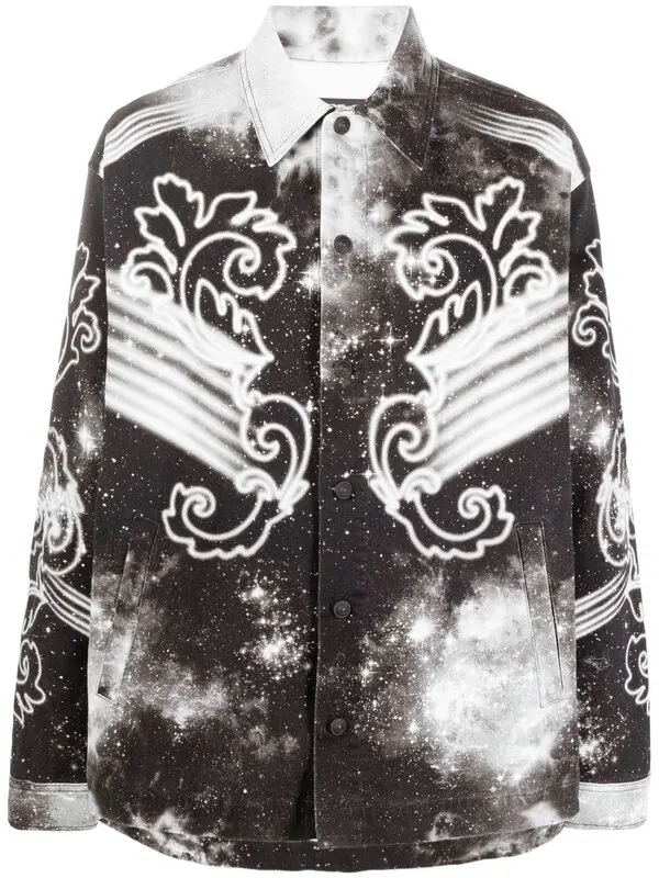 Versace Space Couture-print Long-sleeved Shirt - Black
