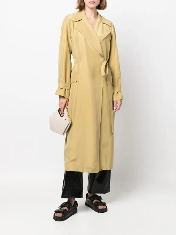 Alberta Ferretti Wrap-over Silk Trench Coat