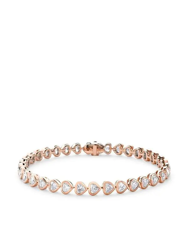 PRAGNELL 18kt Rose Gold Heart Shaped Diamond Line Bracelet - Pink