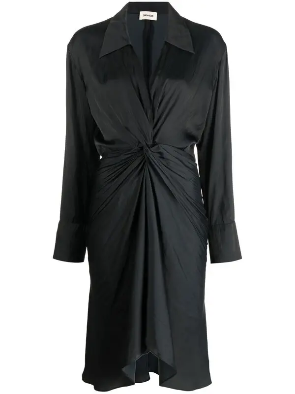 Zadig&Voltaire Rozo Twisted V-neck Midi Dress - Black