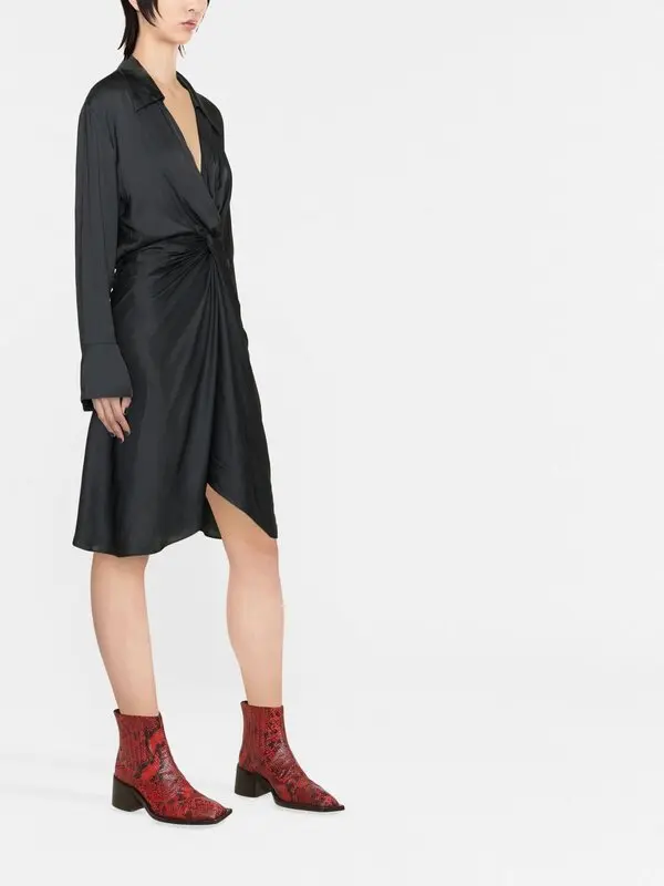 Zadig&Voltaire Rozo Twisted V-neck Midi Dress - Black