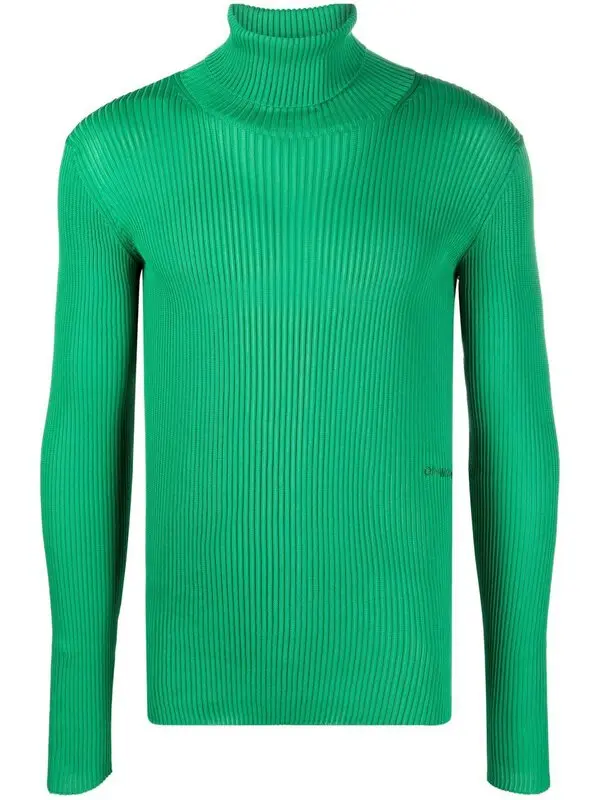 Off-White Rib-knit Roll Neck Sweater - Green