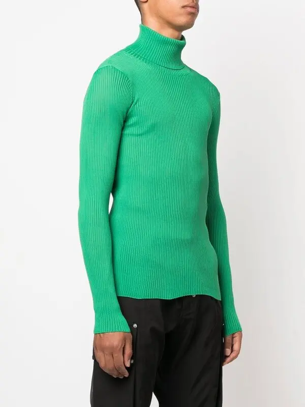 Off-White Rib-knit Roll Neck Sweater - Green