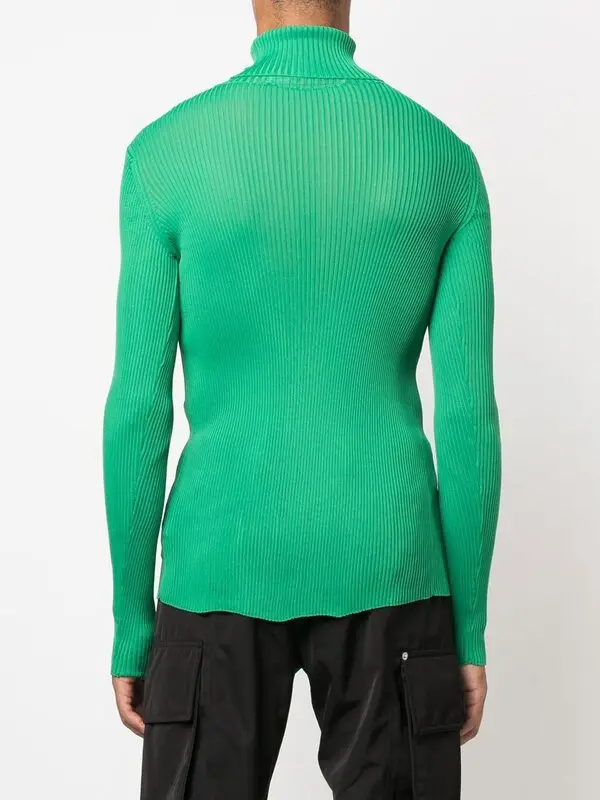 Off-White Rib-knit Roll Neck Sweater - Green