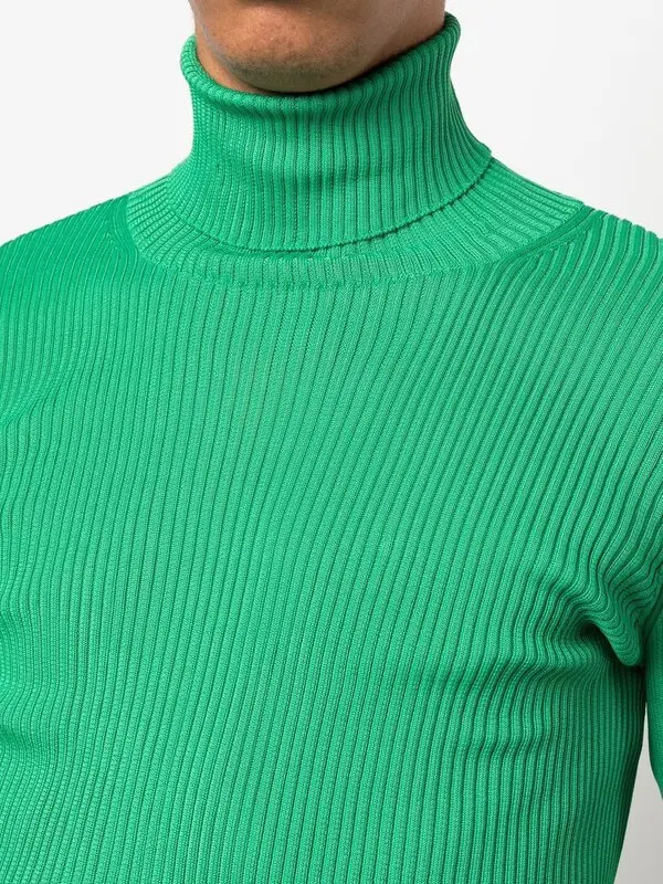 Off-White Rib-knit Roll Neck Sweater - Green