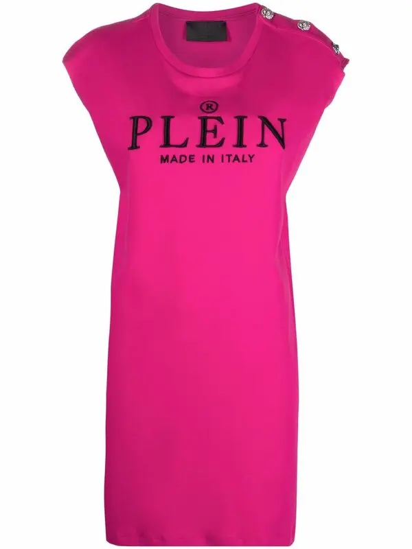 Philipp Plein Logo-embroidered T-shirt Dress - Pink