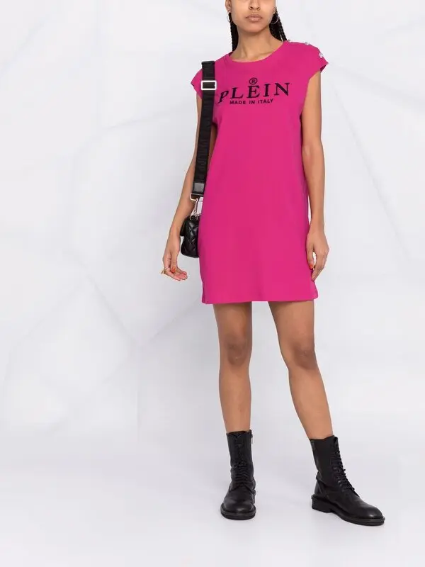 Philipp Plein Logo-embroidered T-shirt Dress