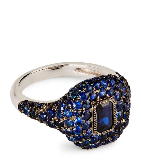 Shay Gold And Sapphire Pinky Ring - White