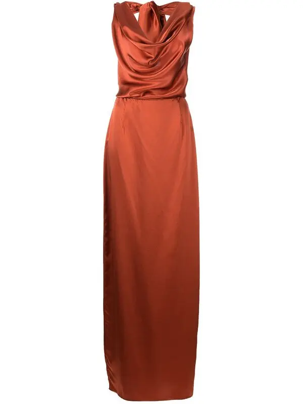 Voz Convertible Halterneck Silk Dress - Red