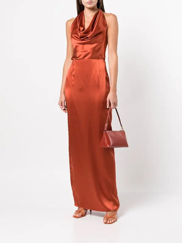 Voz Convertible Halterneck Silk Dress - Red