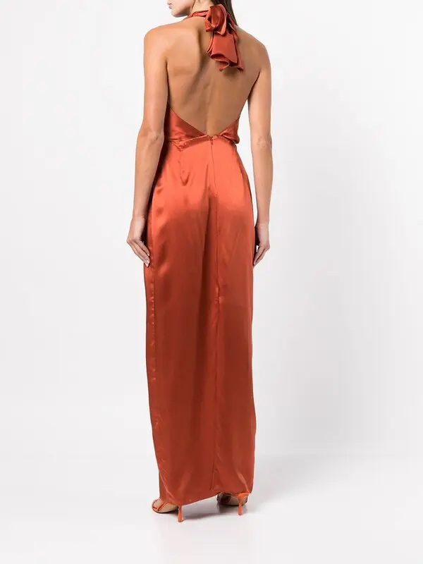 Voz Convertible Halterneck Silk Dress - Red