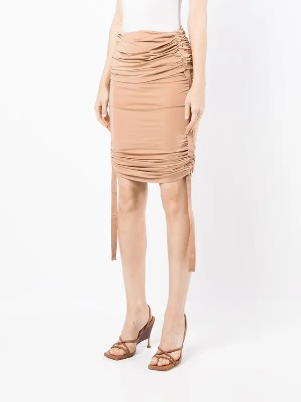 DION LEE Doric Ruched Midi Skirt - Brown