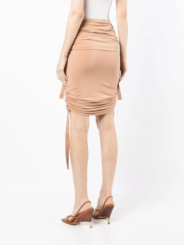DION LEE Doric Ruched Midi Skirt - Brown
