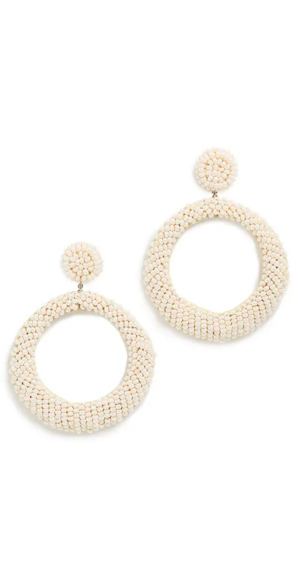 Deepa Gurnani Roberta Beaded Hoop Earrings - Ivory