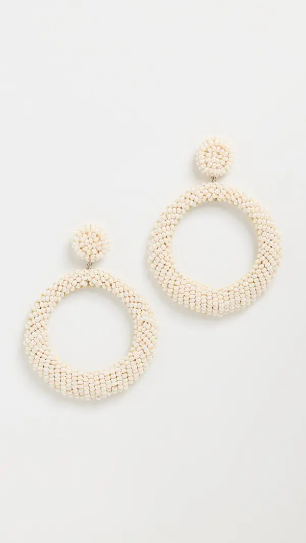 Deepa Gurnani Roberta Beaded Hoop Earrings - Ivory