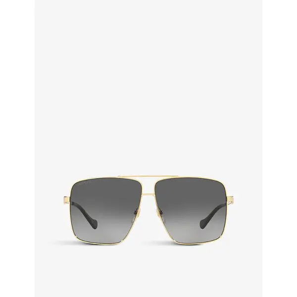 Gucci Gg1087s Metal-frame Aviator Sunglasses - Gold