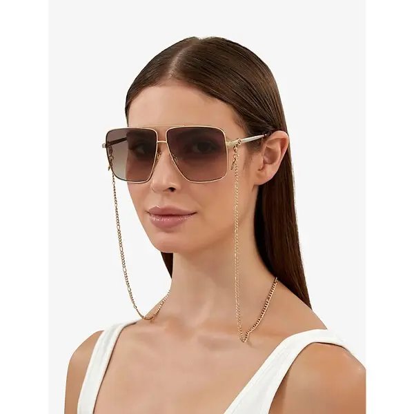 Gucci Gg1087s Metal-frame Aviator Sunglasses - Gold  display picture 2