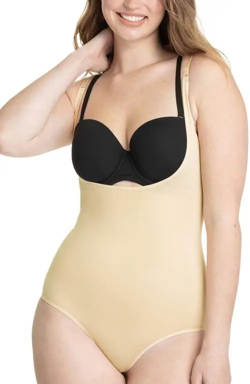 SHAPERMINT Open Bust Shaper Bodysuit - Beige