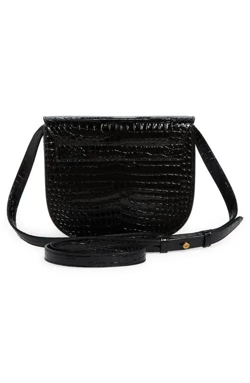 Saint Laurent Kaia Croc Embossed Leather Crossbody Bag