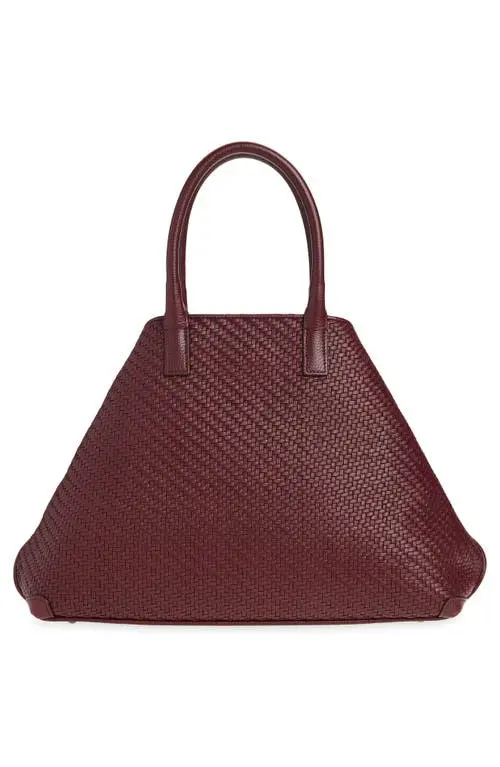 Akris Ai Small Plaid Braided Leather Tote - Cherry