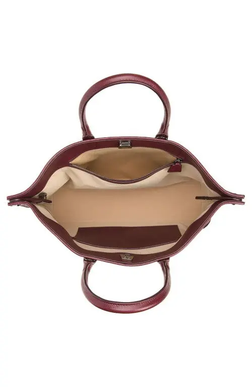 Akris Ai Small Plaid Braided Leather Tote - Cherry