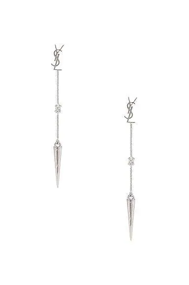 Saint Laurent Rhinestone Spike Earring In Na