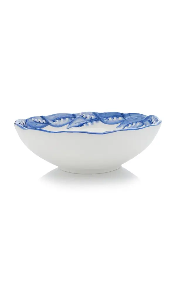 MODA DOMUS Lily Of The Valley Ceramic Serving Bowl - Blue