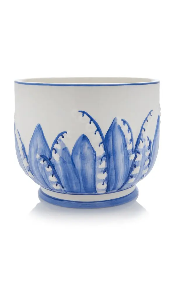 MODA DOMUS Lily Of The Valley Large Ceramic Cachepot - Blue