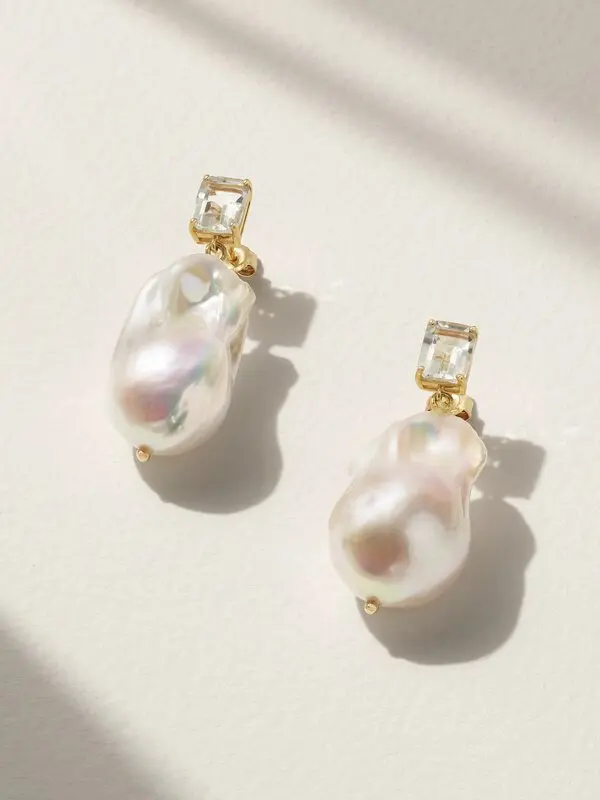 Mateo 14-karat Pearl And Amethyst Earrings - Gold