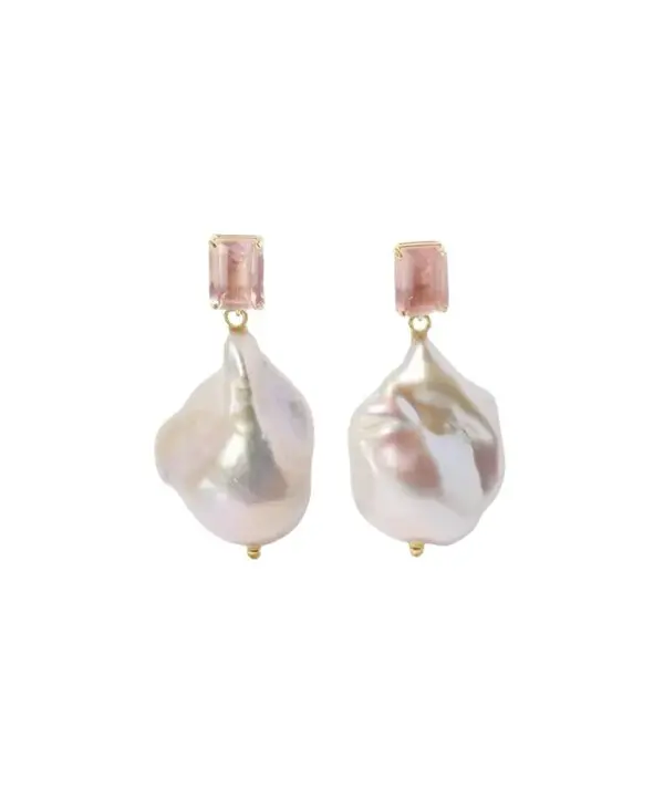 Mateo 14-karat Pearl And Rose Quartz Earrings - Gold