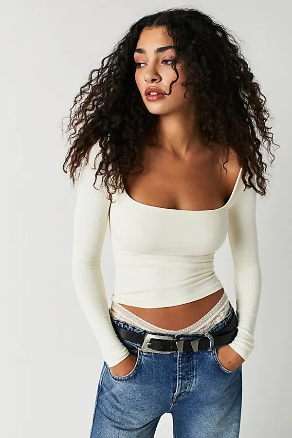 Free People Clean Lines Long Sleeve - Ivory