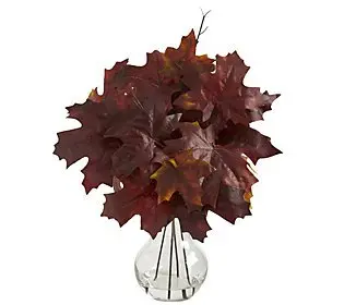 NEARLY NATURAL 18' Autumn Maple Leaf Plant In G Lass Planter - One-color